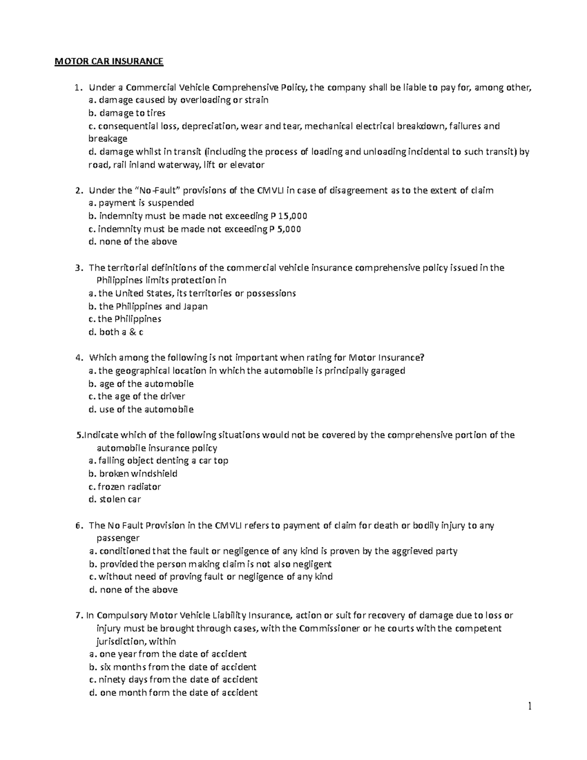 Bnl-reviewer-questionnaire - MOTOR CAR INSURANCE Under a Commercial ...