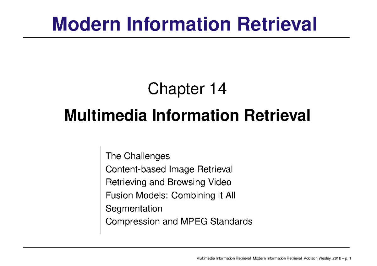 Slides chap14 - Aiml - Modern Information Retrieval Chapter 14 ...