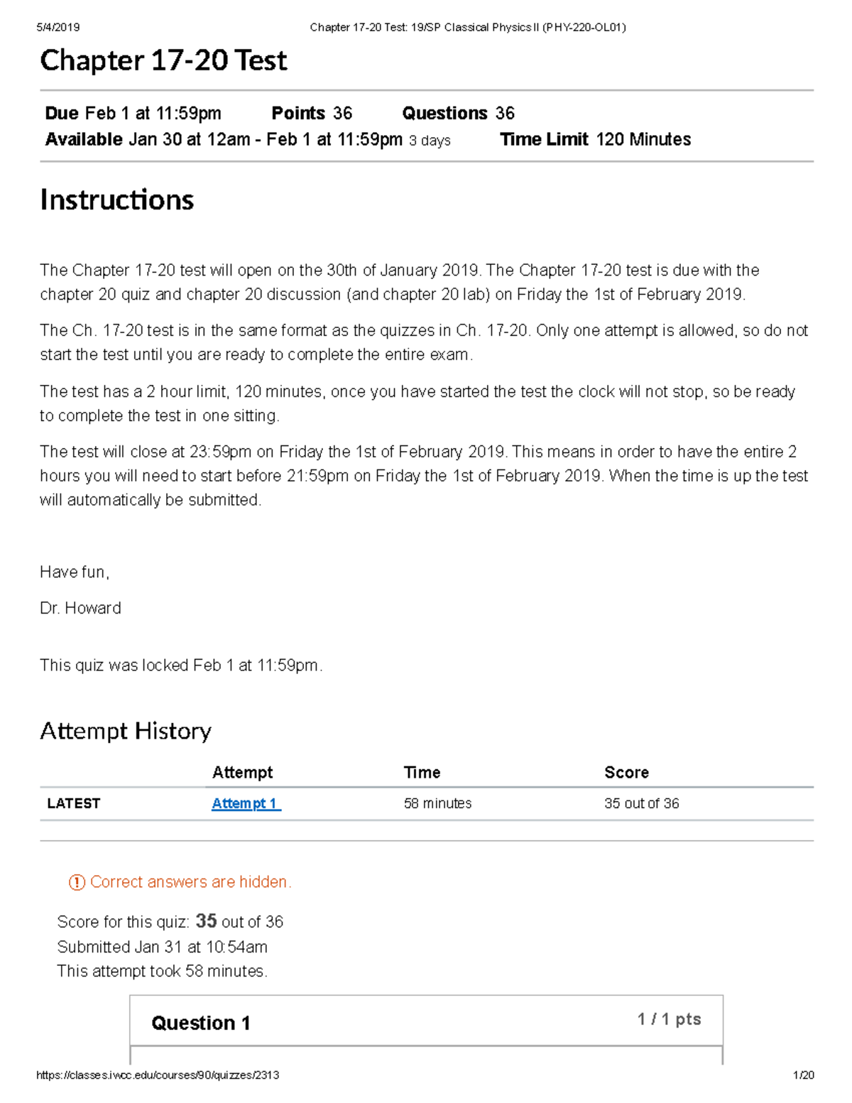 Chapter 17-20 Test - Intr Classc Phys Ii 17-20 test - Chapter 17-20 ...