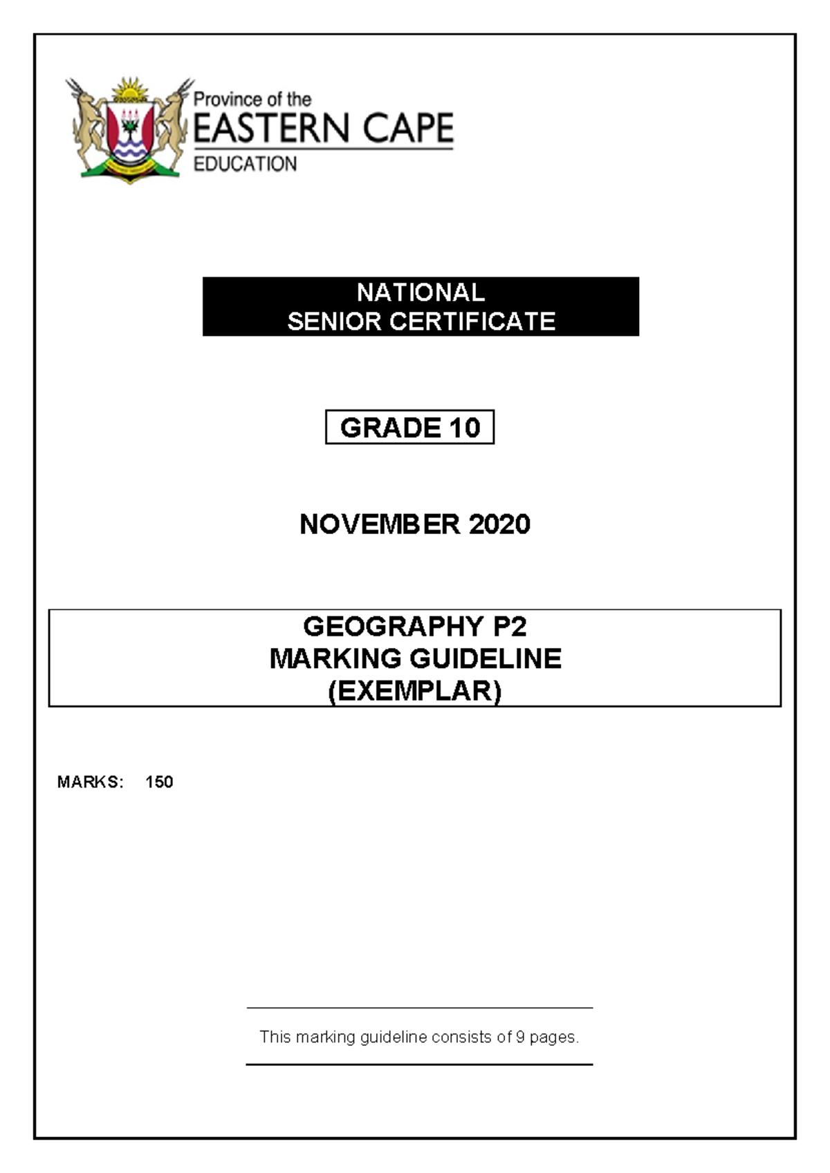 Geography P2 GR10 MEMO NOV2020 English - NATIONAL SENIOR CERTIFICATE ...