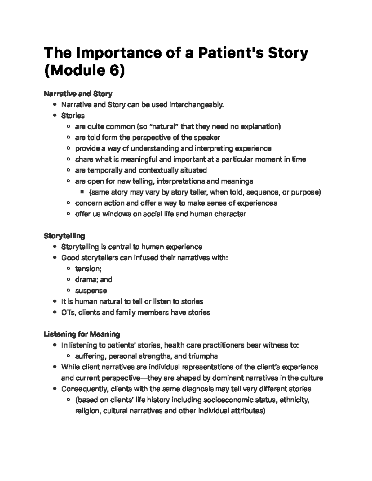 The Importance of a Patient's Story (Module 6) - T h e I m p o r t a n ...