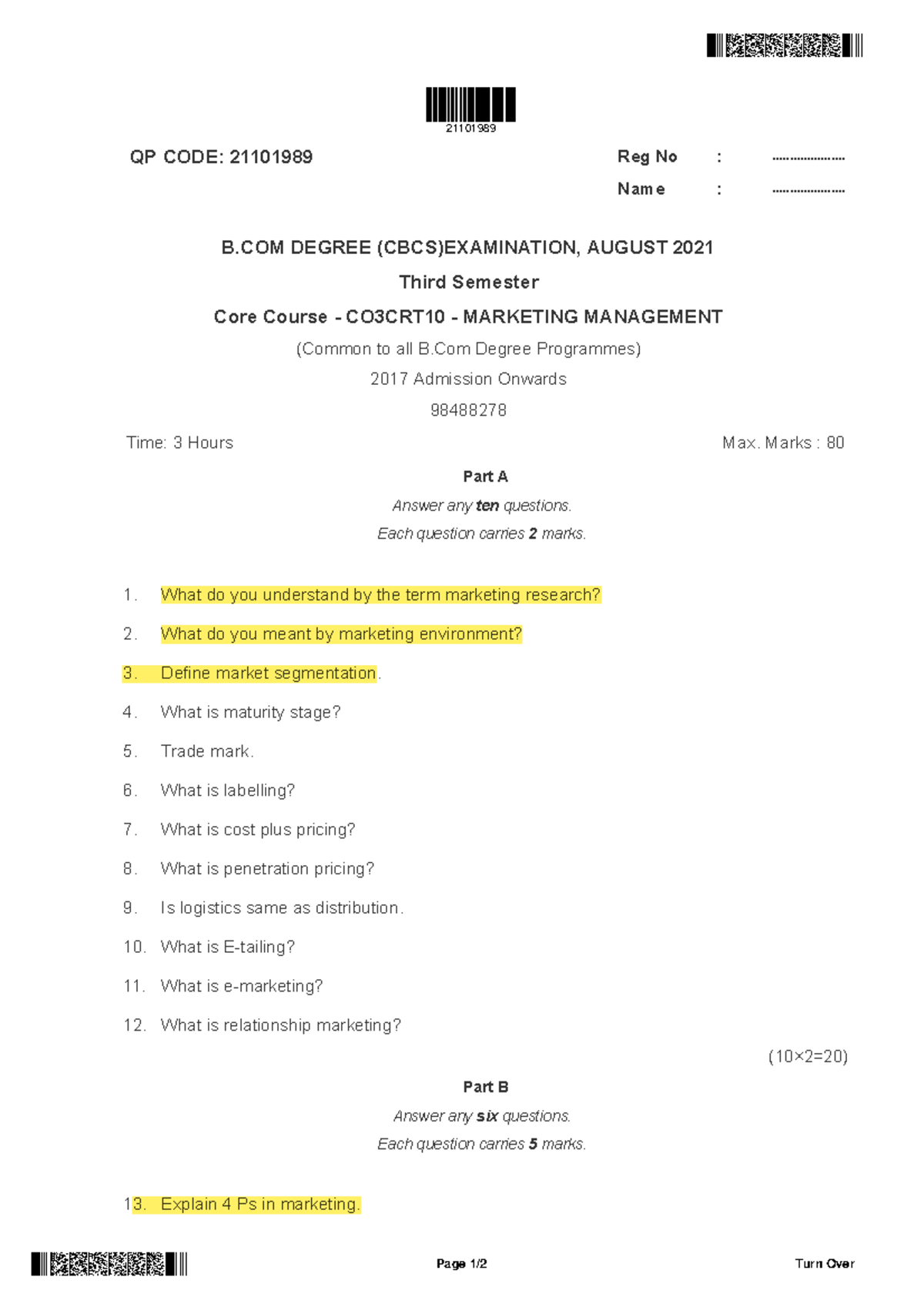 financial markets operations - QP CODE: 21101989 Reg No ...