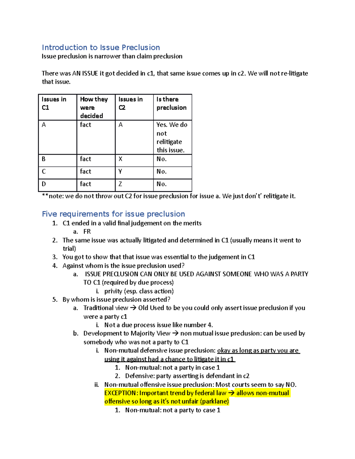 Issue preclusion and claim preclusion - Introduction to Issue ...