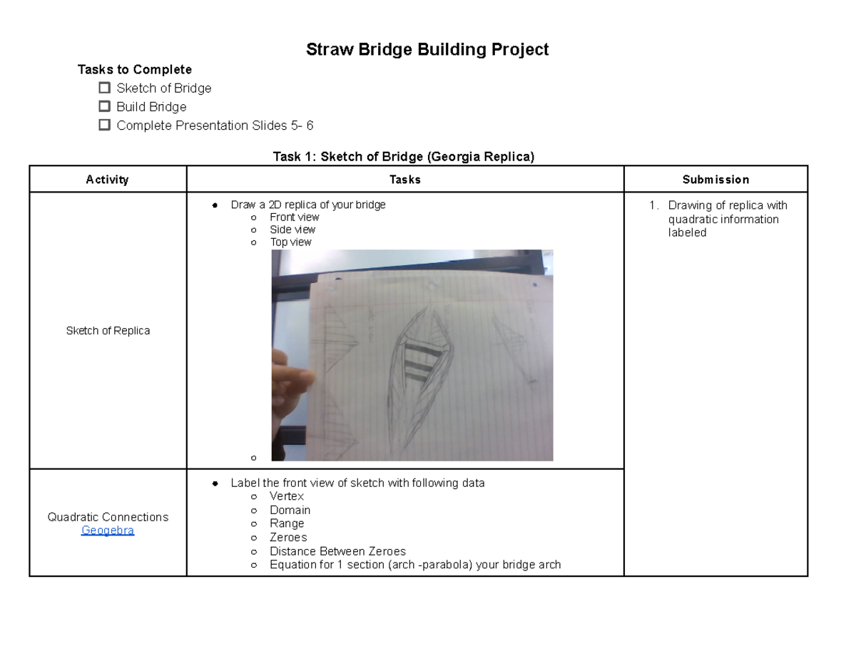 Genesis Garcia Garay - Day 3 & 4 Bridge Building Project - Straw Bridge ...
