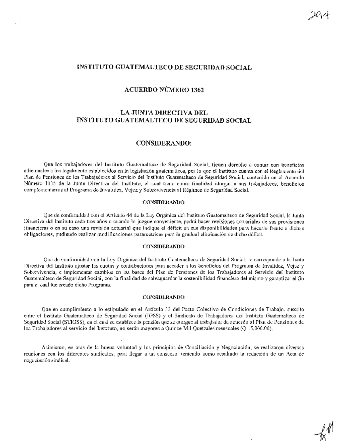 Acuerdo 1362 JD del IGSS - Derecho Notarial - Studocu