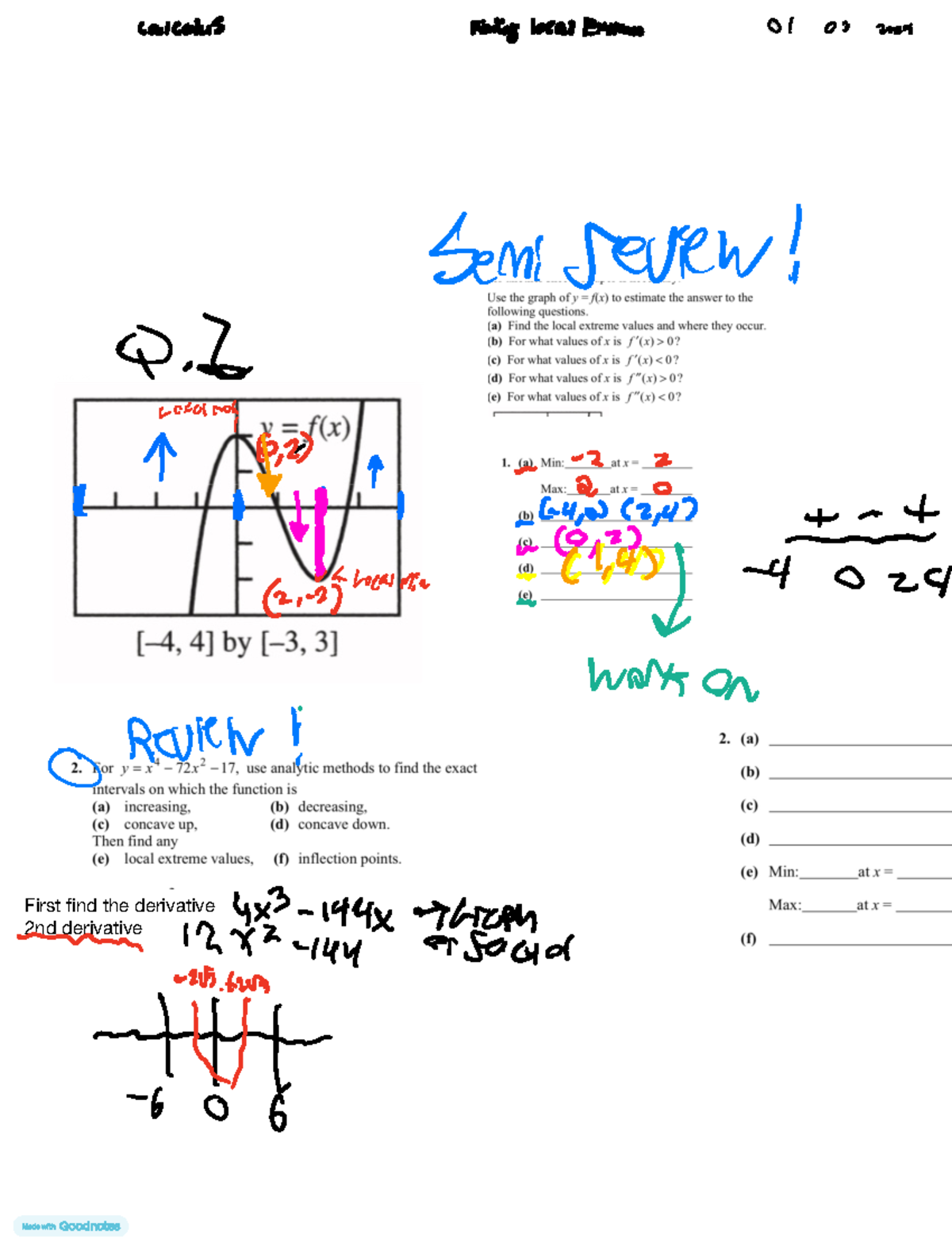 FILE 3670 - Math notes - First find the derivative 2nd derivative ...