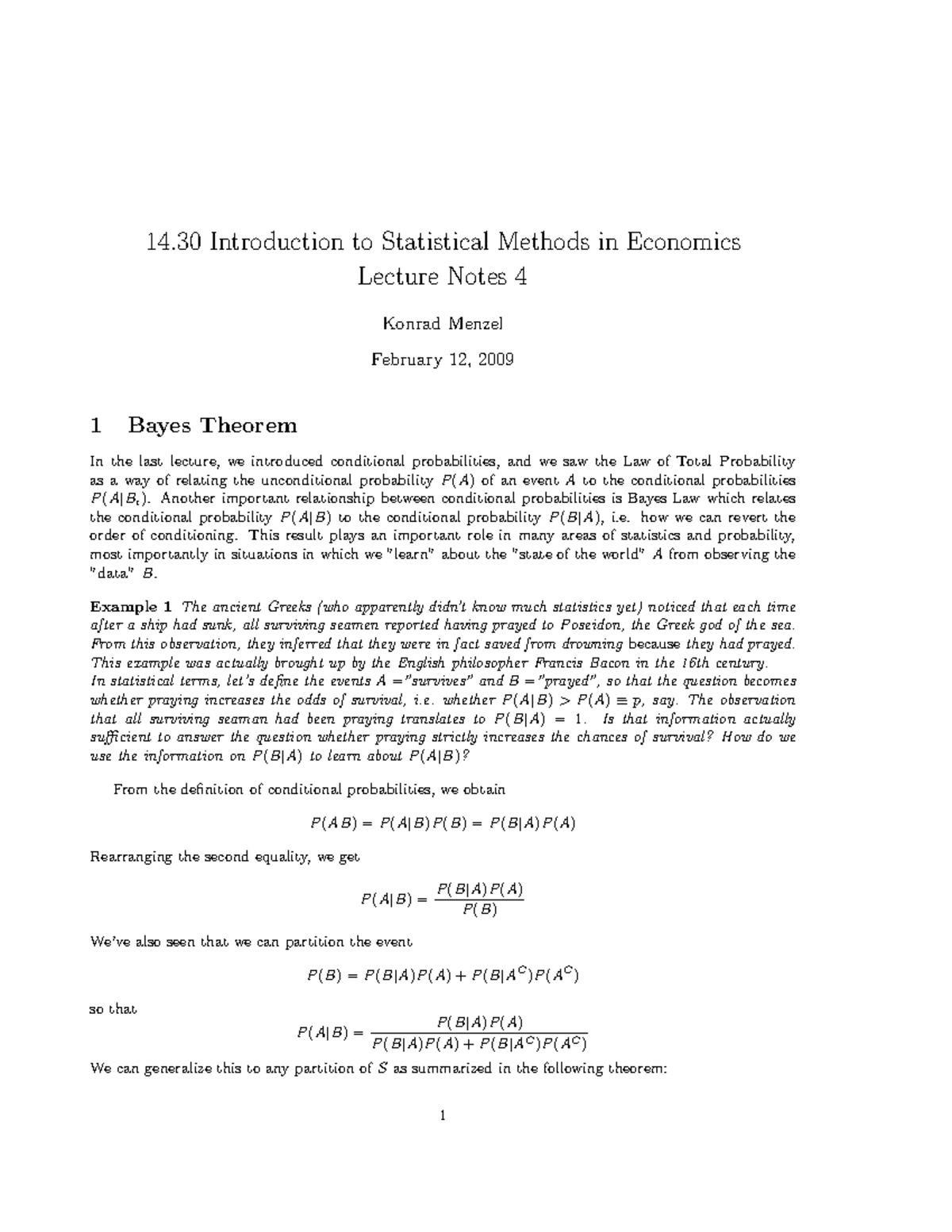Bayes Theorem And Random Variable 1 14 Introduction To Statistical Methods In Economics