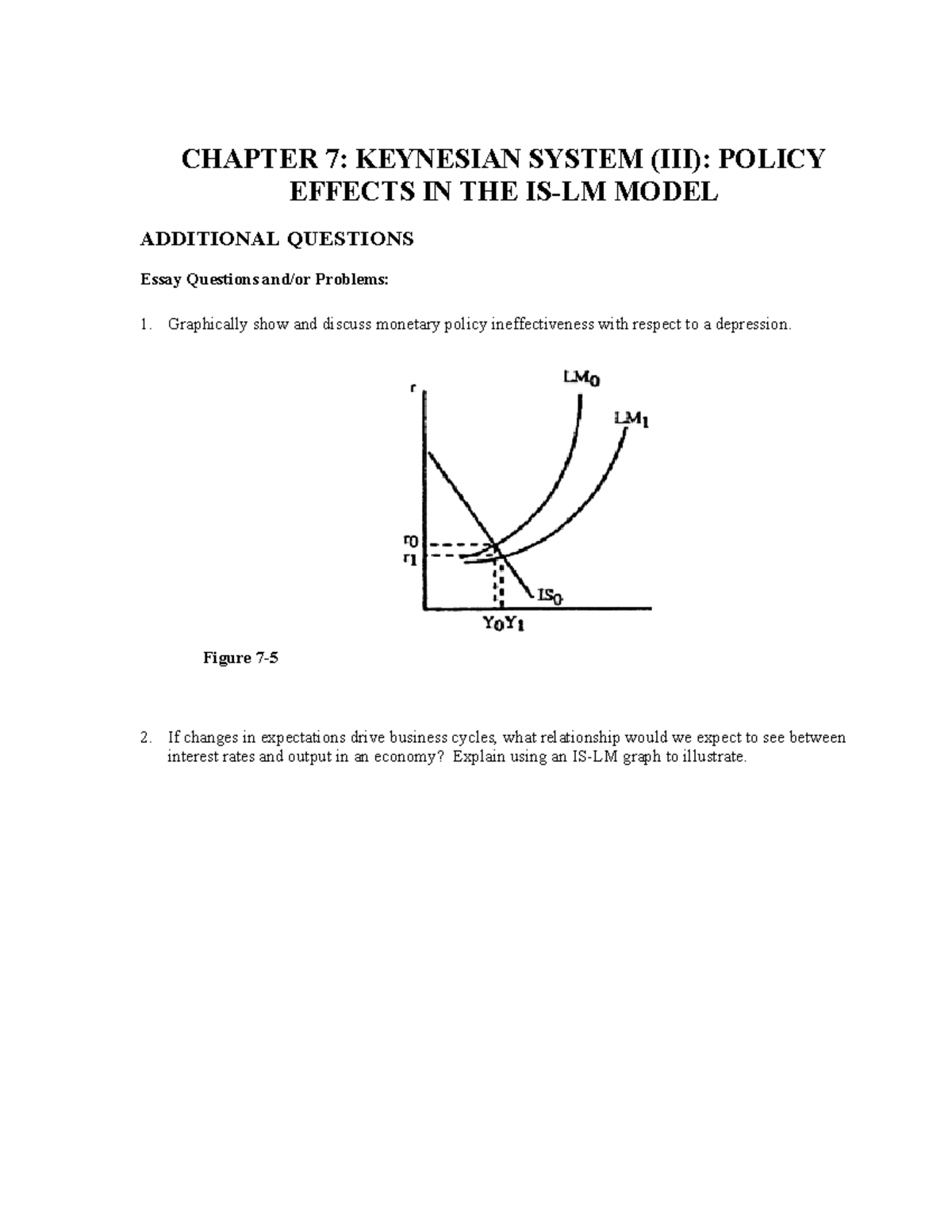 Revision Questions Chapter 7-KEYNESIAN SYSTEM (III): POLICY EFFECTS IN ...