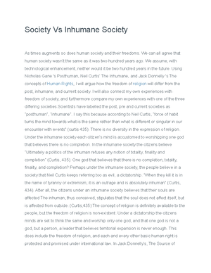 Society Vs Inhumane Society - We can all agree that human society wasn ...
