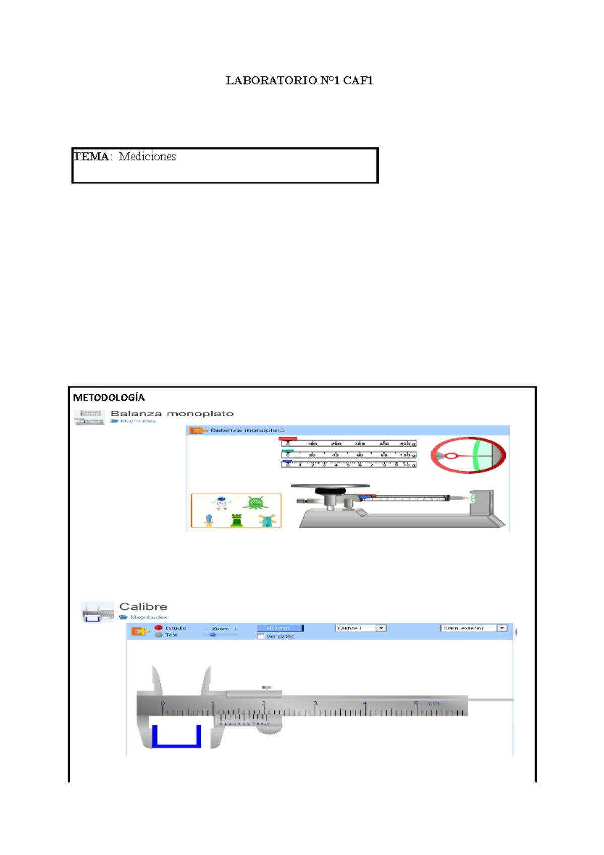 Laboratorio n3 - lab 3 - LABORATORIO N°1 CAF TEMA: Mediciones METODOLOGÍA MEDICIONES ...