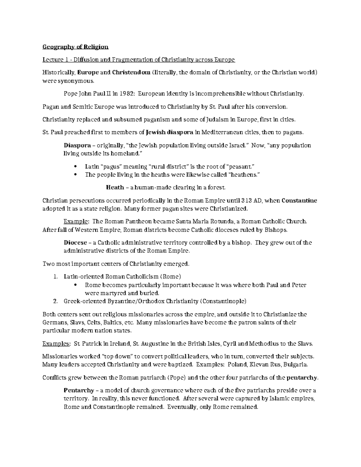 5 - Geography of Religion - Geography of Religion Lecture 1 - Diffusion ...