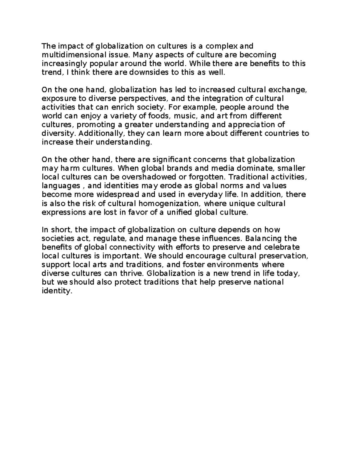 Globalization - okeee - The impact of globalization on cultures is a ...