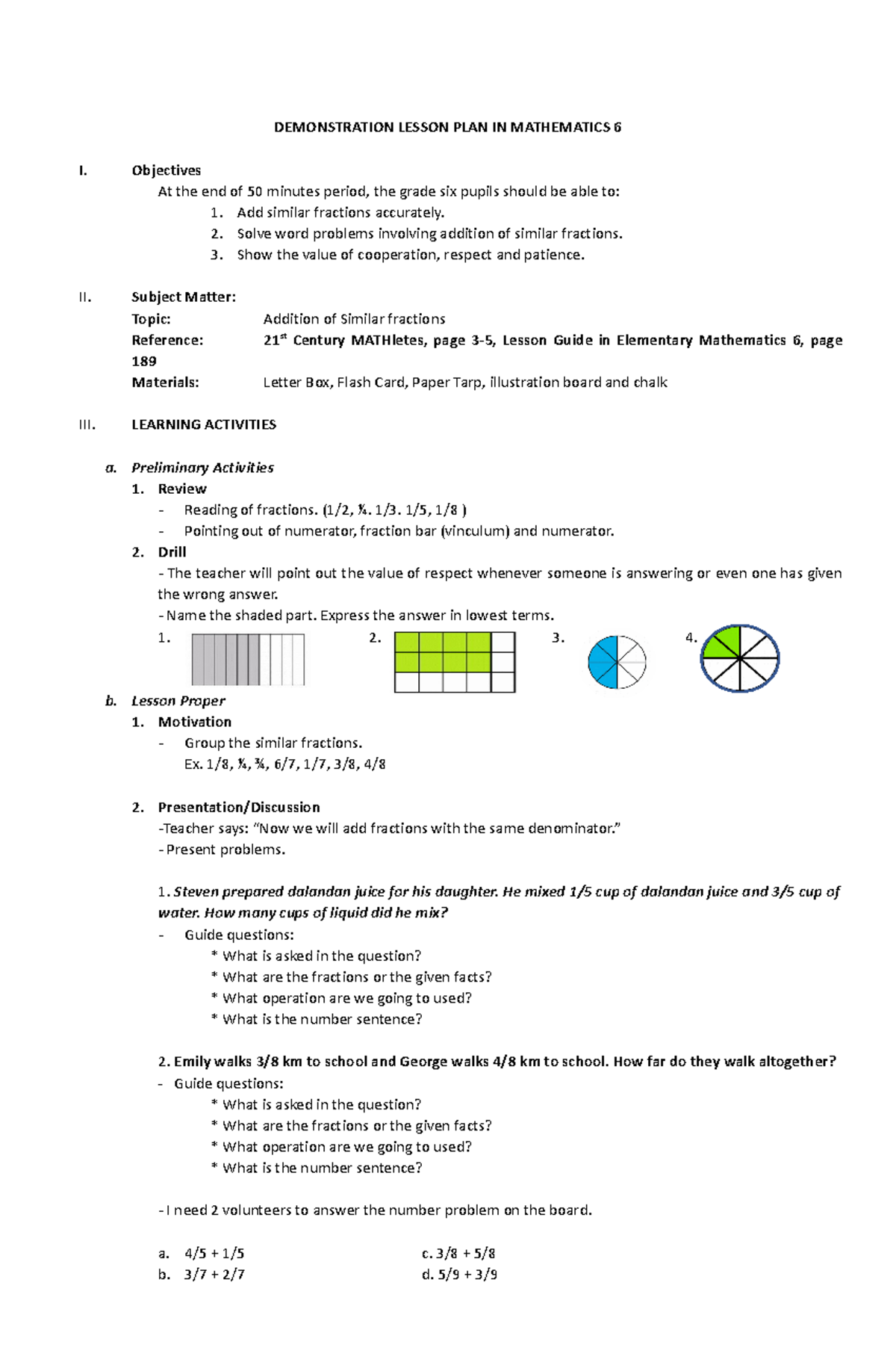 Explicit Lesson Plan in Math 6 - DEMONSTRATION LESSON PLAN IN ...