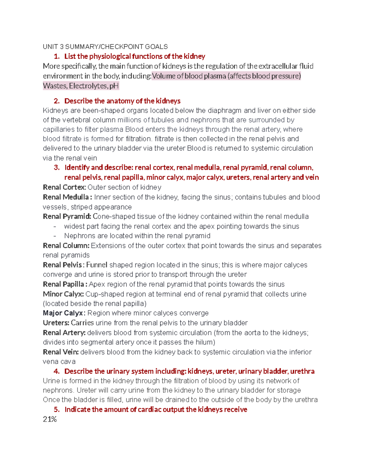 UNIT 3 Summary Checkpoint Goals - UNIT 3 SUMMARY/CHECKPOINT GOALS 1 ...