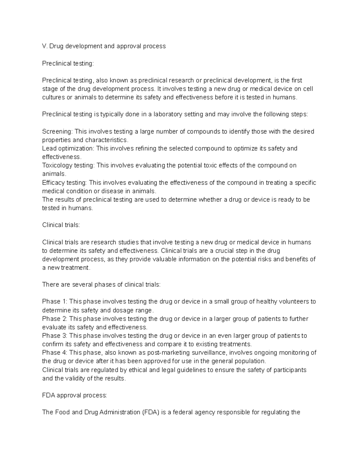 Pharmacology 5 + 6 + 7 - V. Drug development and approval process ...