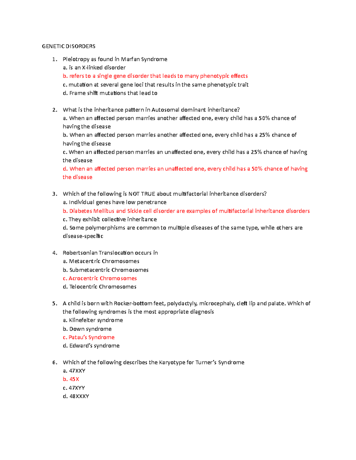 Genetic Disorders - GENETIC DISORDERS Pleiotropy as found in Marfan ...