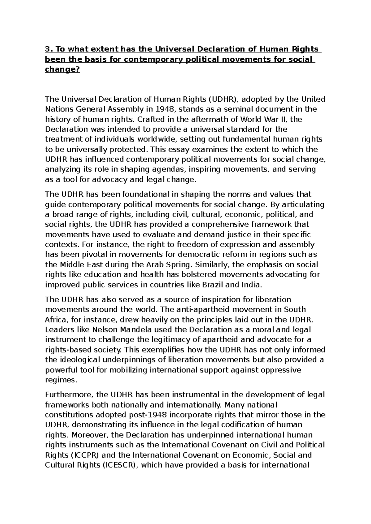 Global Politics Essay IB Development - To what extent has the Universal ...