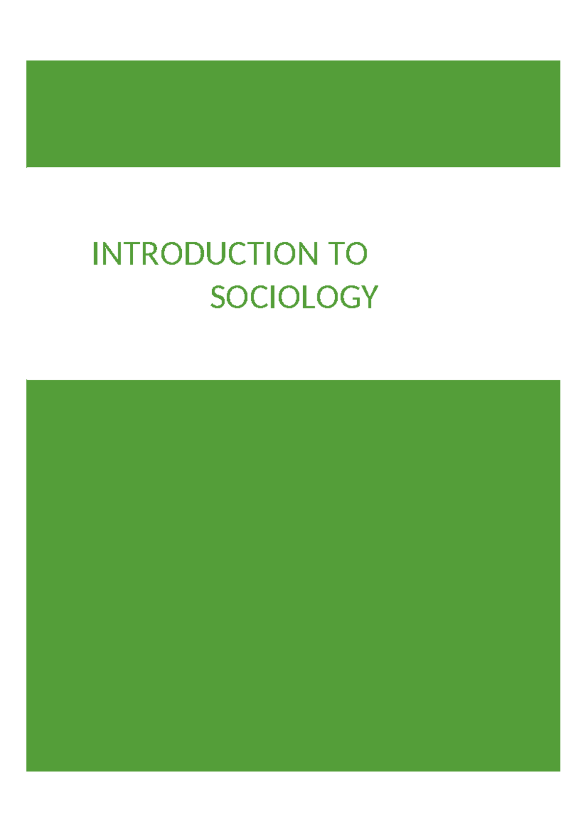 Introduction to sociology - INTRODUCTION TO SOCIOLOGY - Studocu