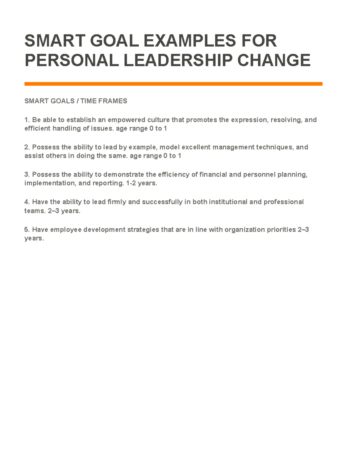 Smart leadership goal copy - SMART GOAL EXAMPLES FOR PERSONAL ...