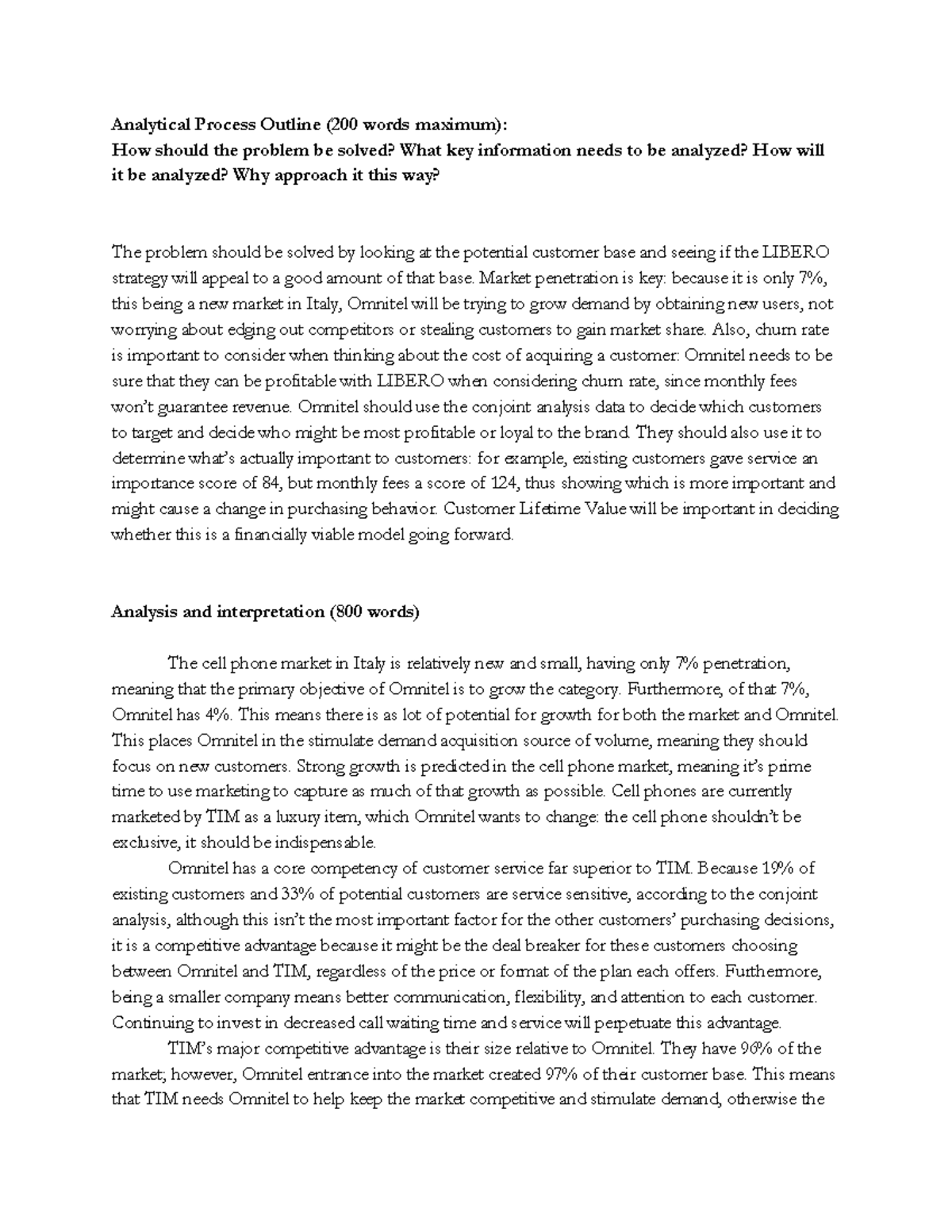 Omnitel Case Study - This is my writeup for a Harvard Business School ...