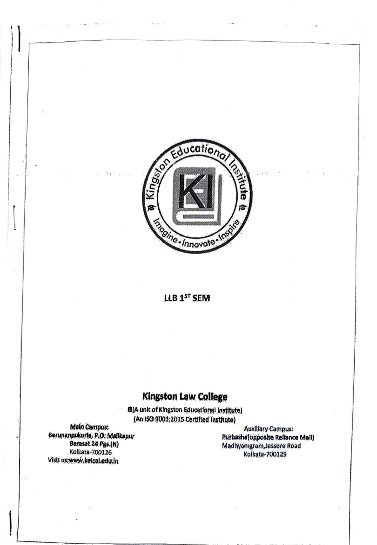 KLC 3yrs LLB Syllabus - study - Educational Innovate LLB 1ST SEM ...