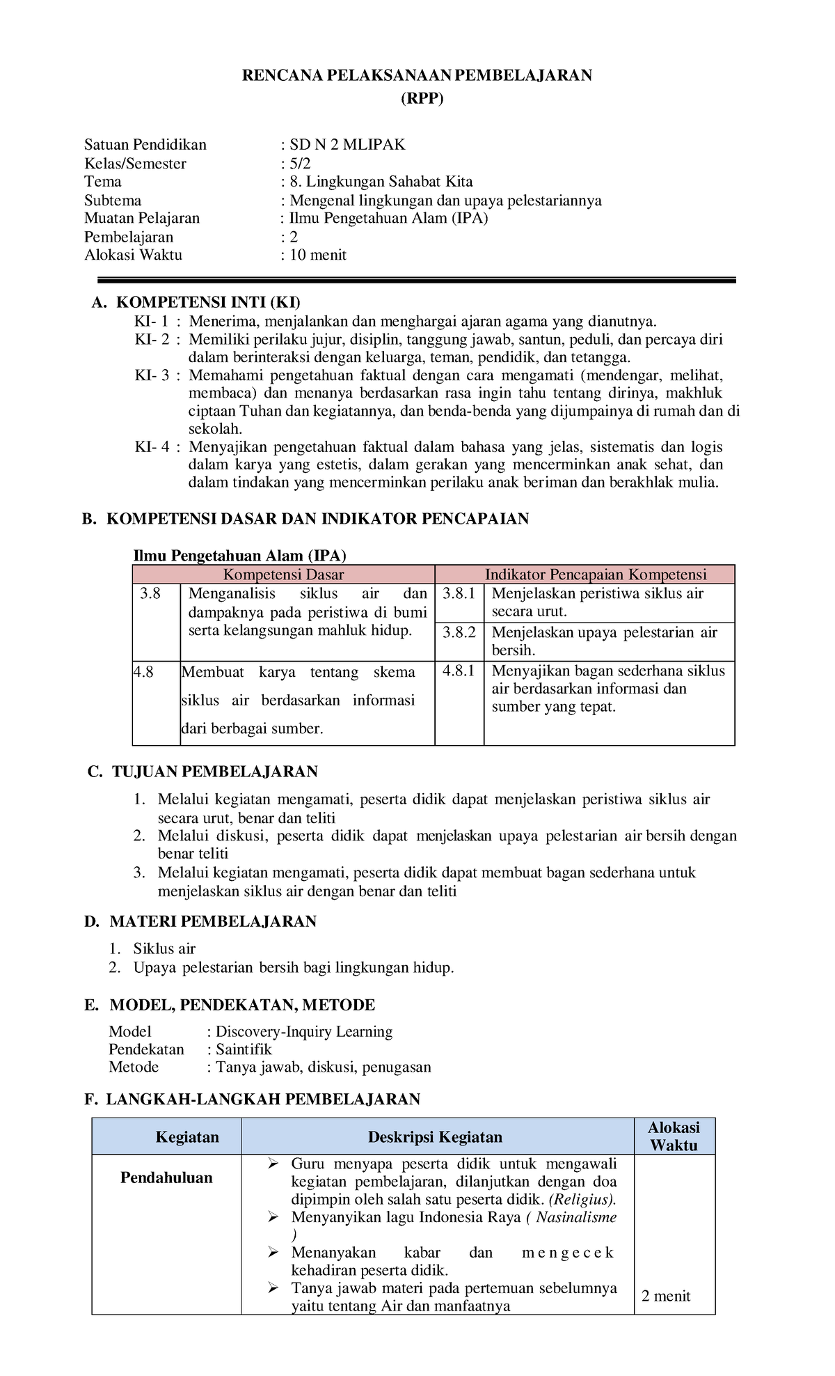 RPP K13 Kelas 5 Tema 8 - RPP - RENCANA PELAKSANAAN PEMBELAJARAN (RPP ...