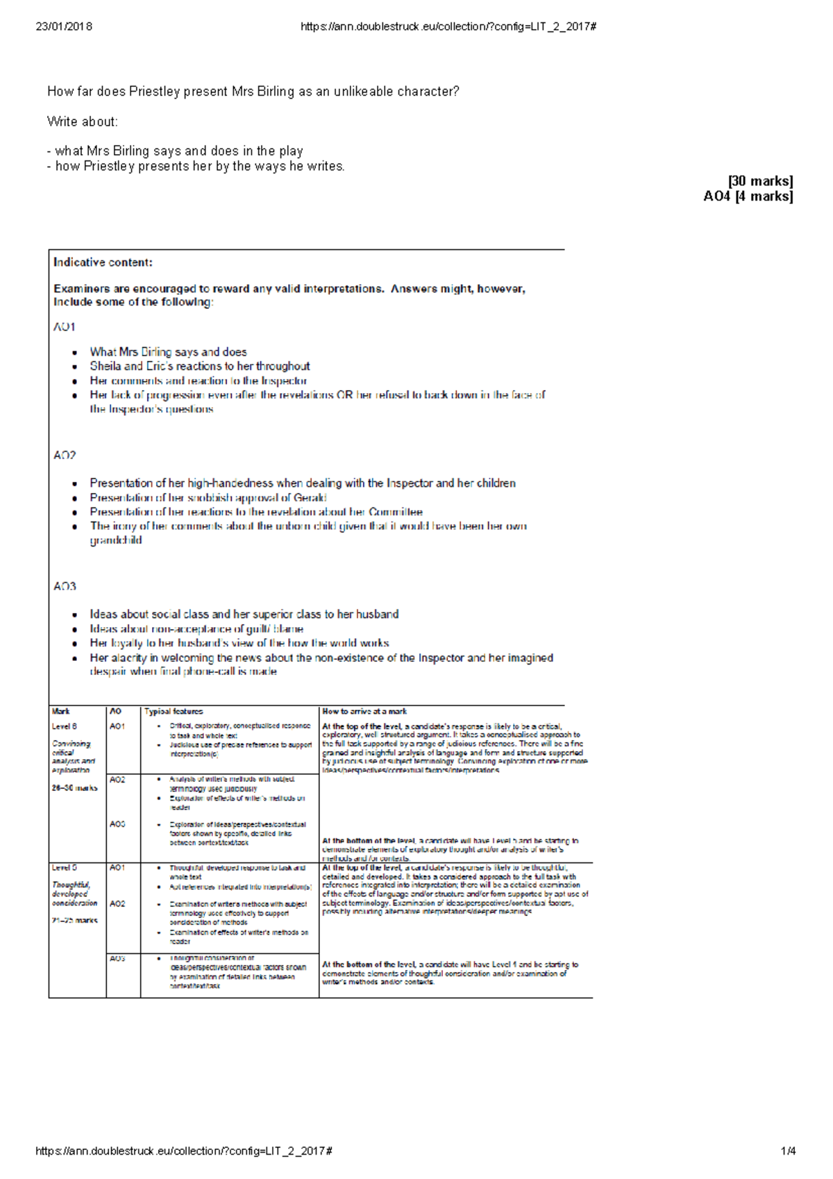 English KS4 Work Lit 2 An Inspector Calls - How far does Priestley ...