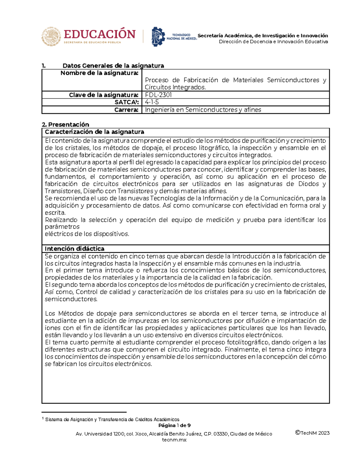 Proceso Fabricacion Materiales Semiconductores Circuitos Integrados FDL 2301 - P·gina 1 de 9 ...