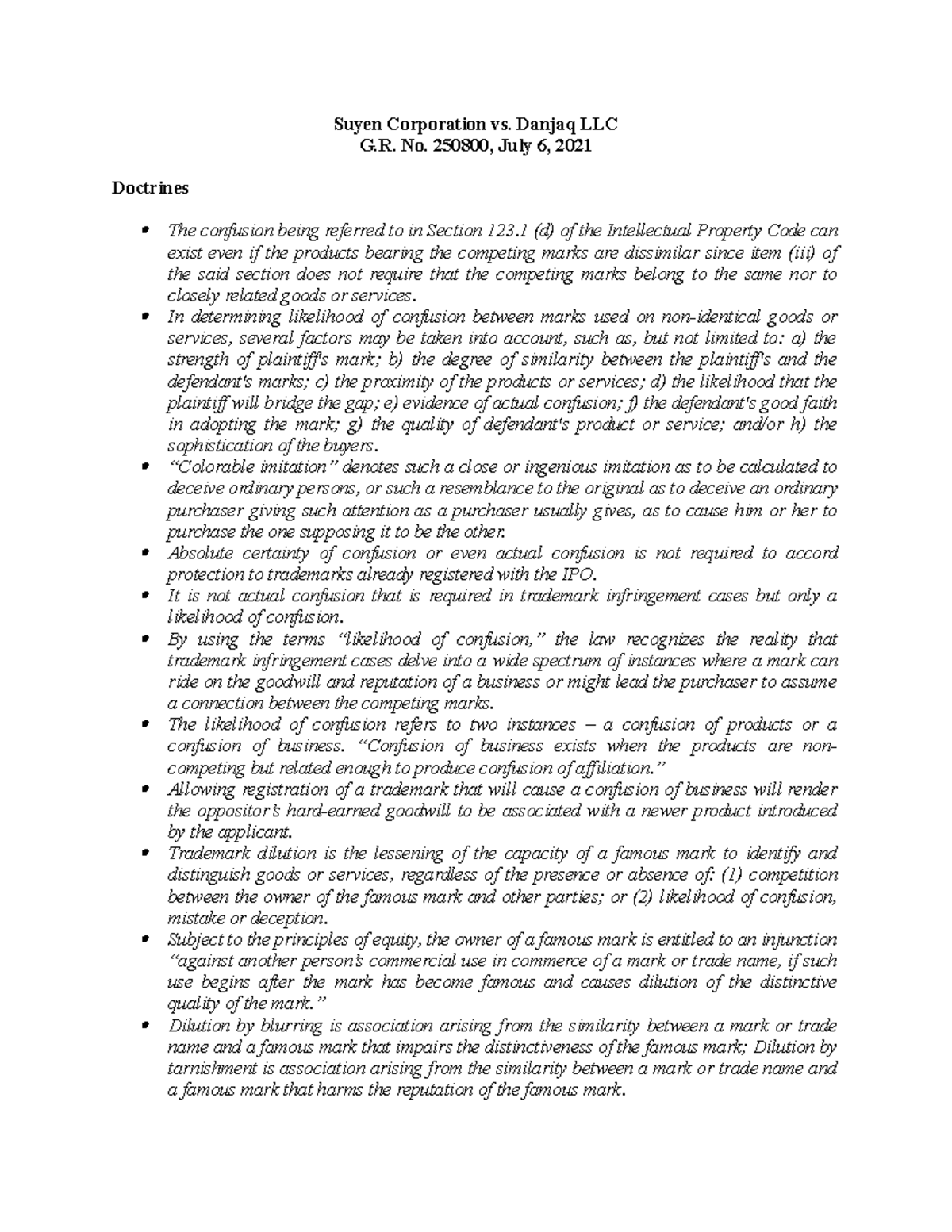 Suyen Corporation vs. Danjaq LLC Case Digest - Suyen Corporation vs ...