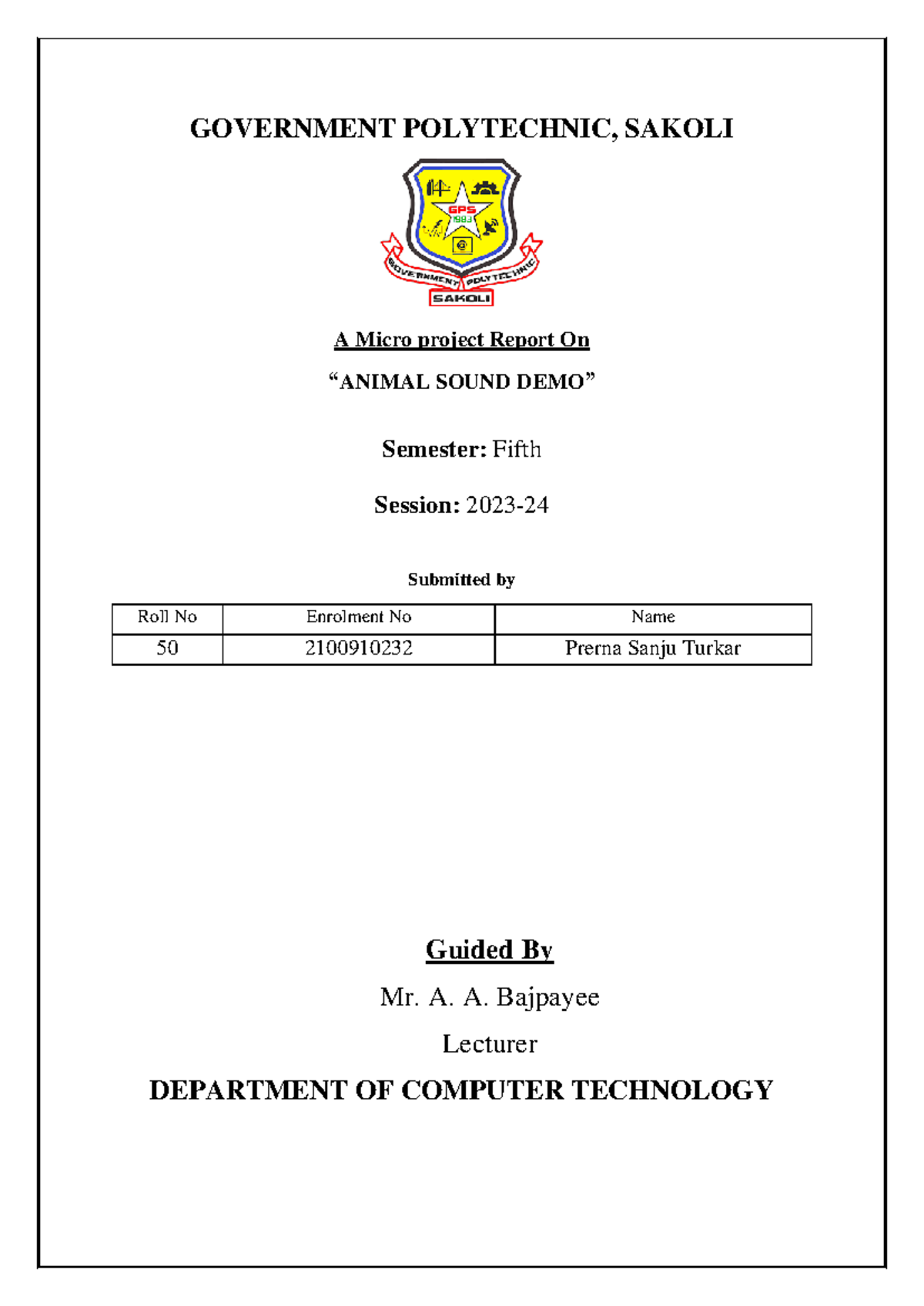 CSS Microproject - GOVERNMENT POLYTECHNIC, SAKOLI A Micro project ...