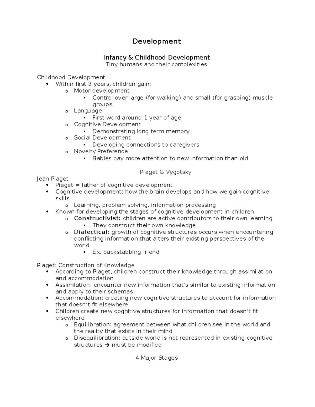 PSYC Development Notes - Development Infancy & Childhood Development ...