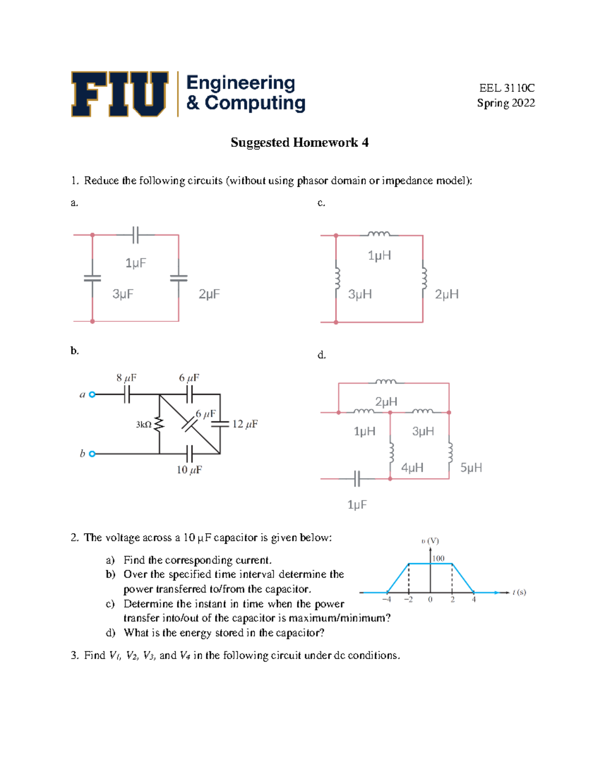 EEL 3110C Homework 4 - EEL 3110C Spring 2022 Suggested Homework 4 ...