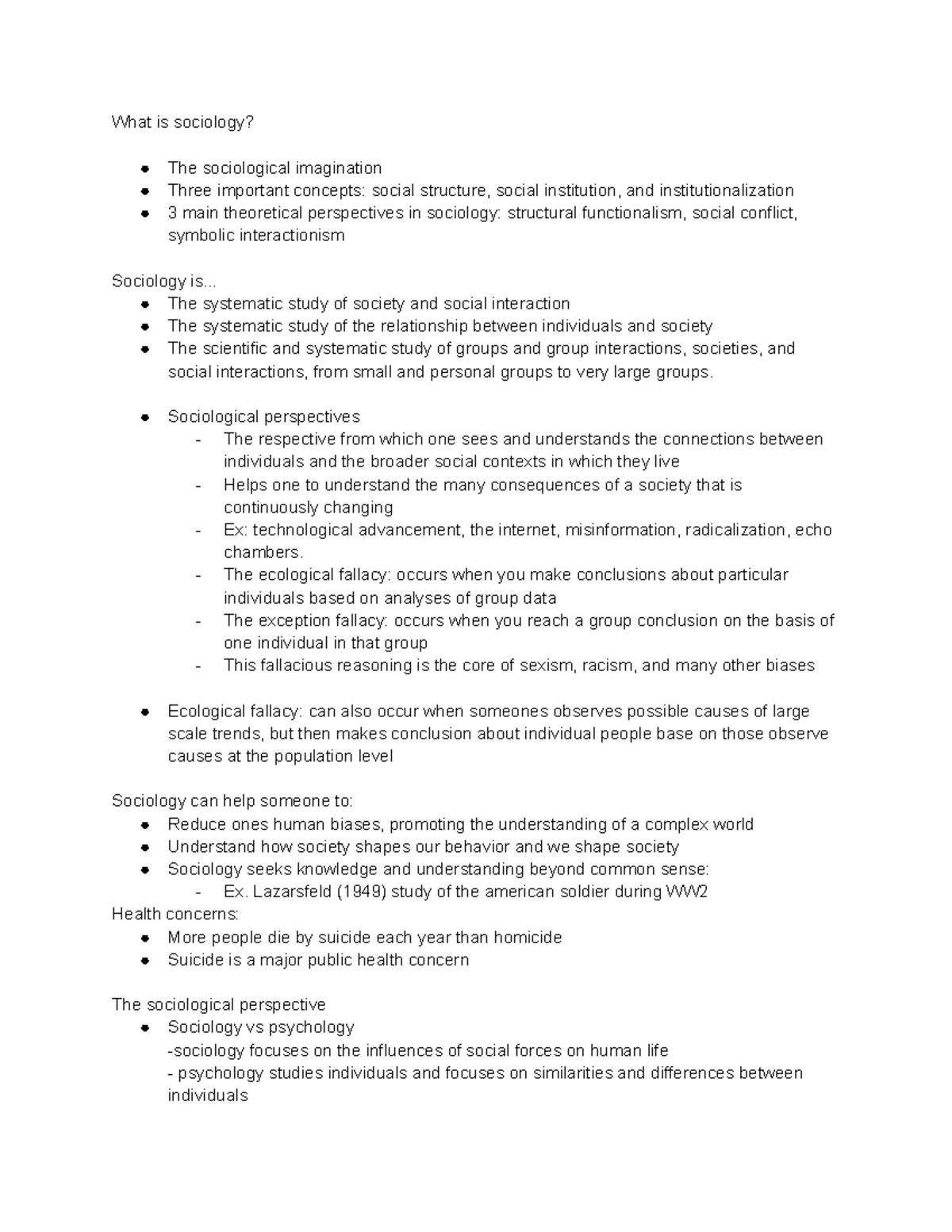 Sociology module 1 - What is sociology? The sociological imagination ...
