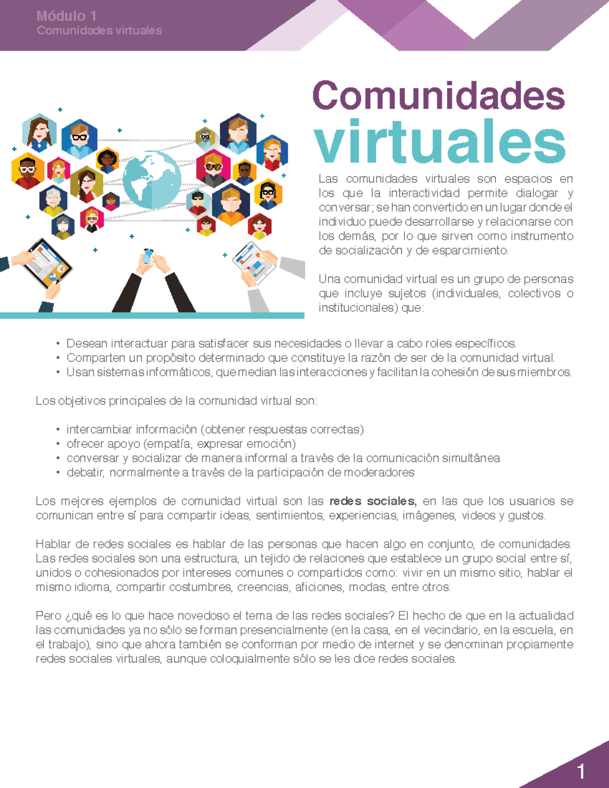 M01 S2 Comunidades virtuales PDF - 1 Módulo 1 Comunidades virtuales Las ...