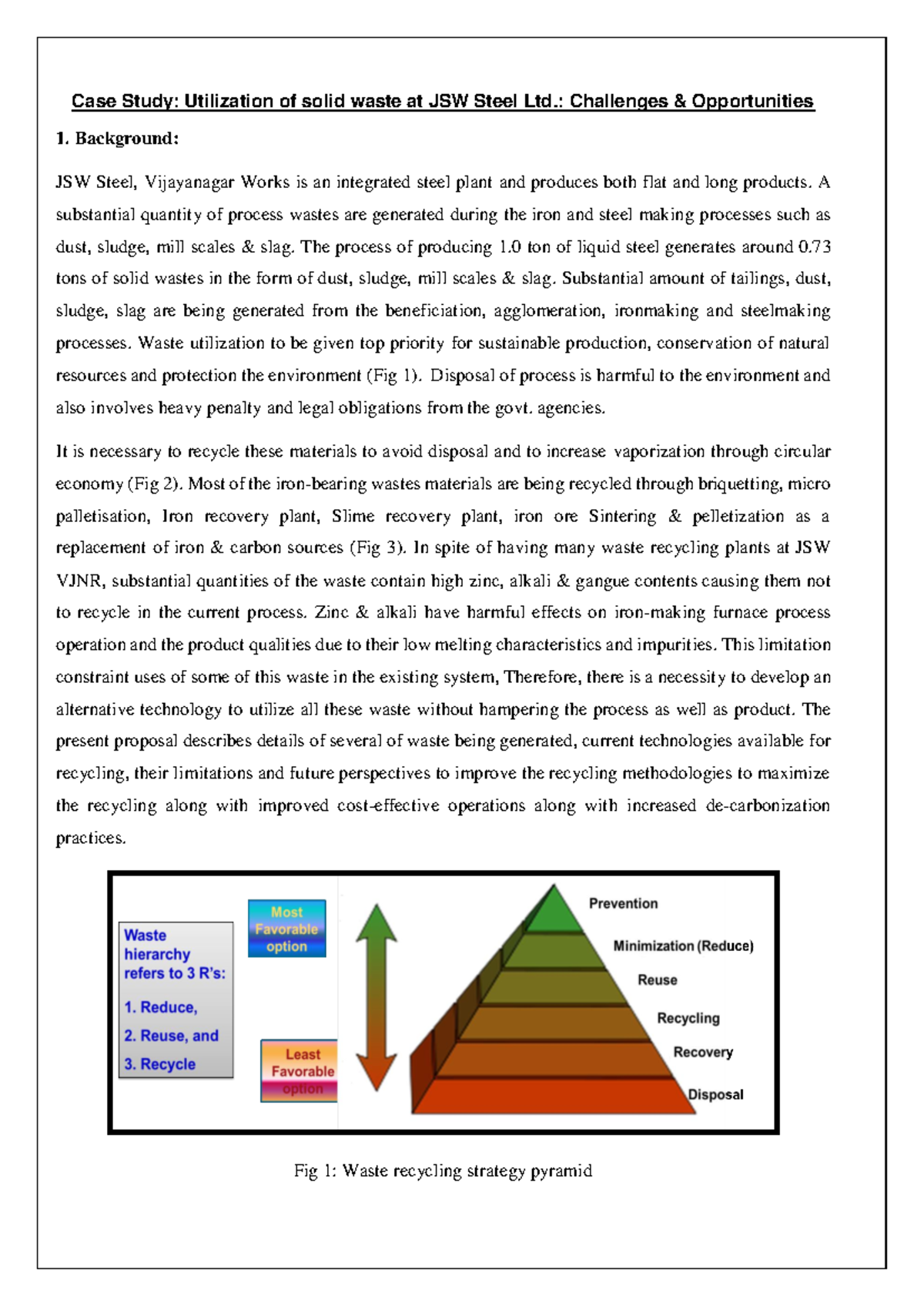 JSW Case - JSW Live case - Case Study: Utilization of solid waste at JSW Steel Ltd.: Challenges ...