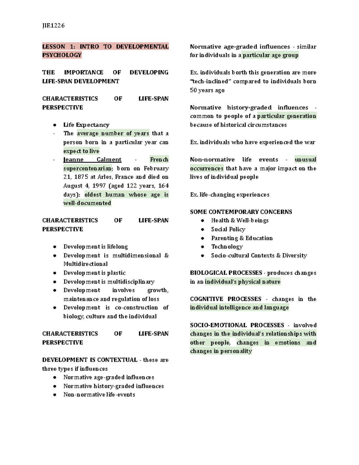 Developmental Psychology - LESSON 1: INTRO TO DEVELOPMENTAL PSYCHOLOGY ...