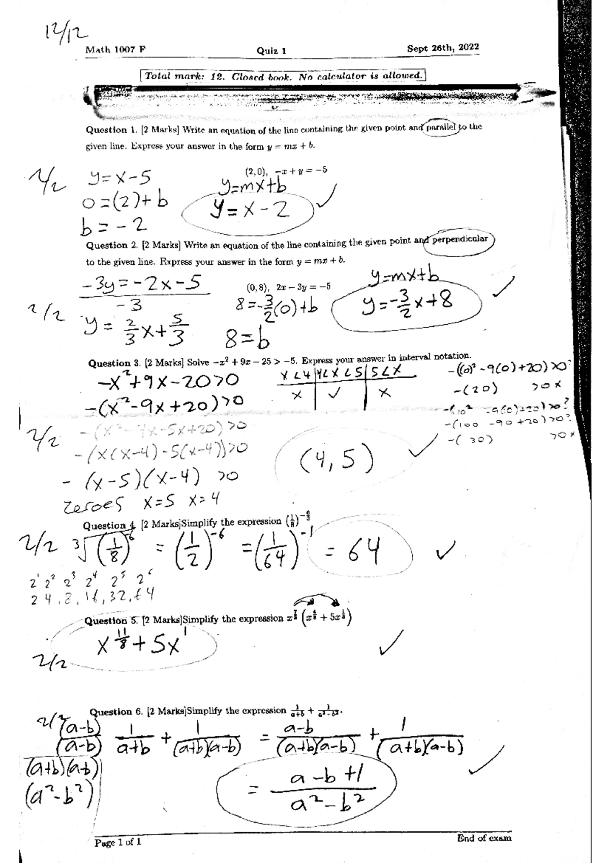 Gang Li calc 1007 quiz 1 - gang li - Math 1007 - Studocu