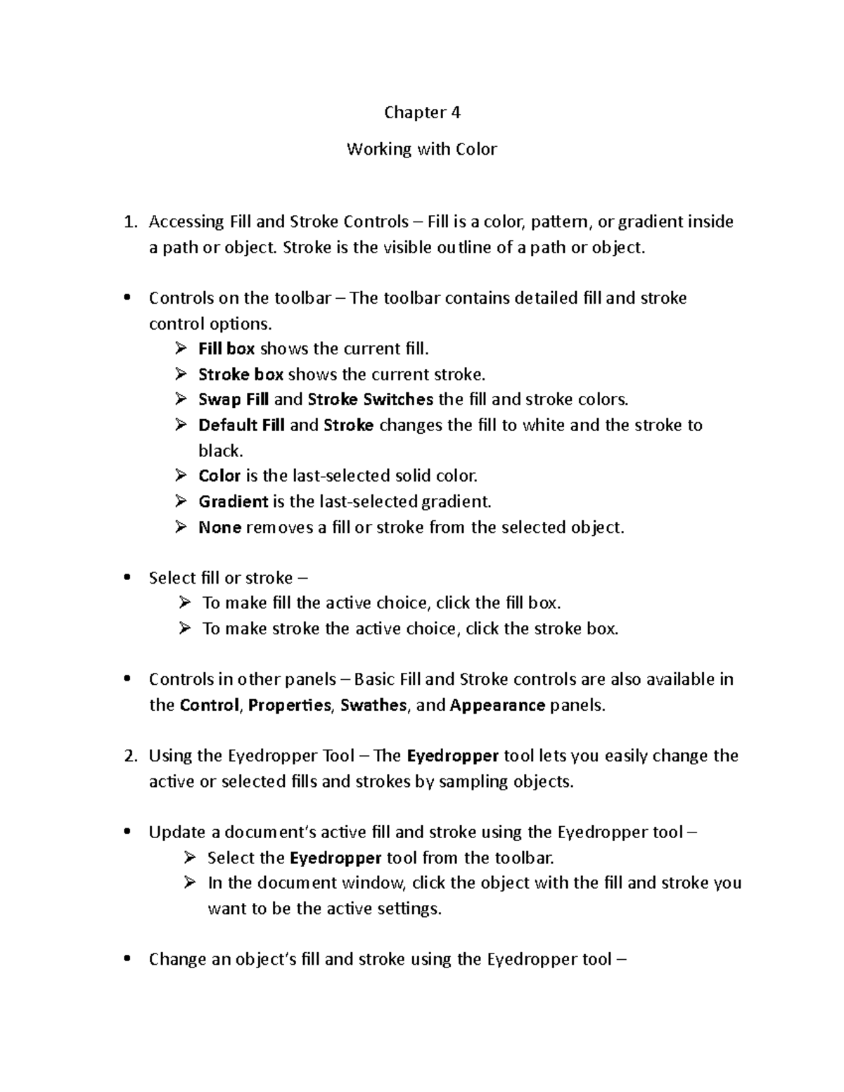 Chapter 4 Working with Color - Chapter 4 Working with Color Accessing Fill and Stroke Controls ...