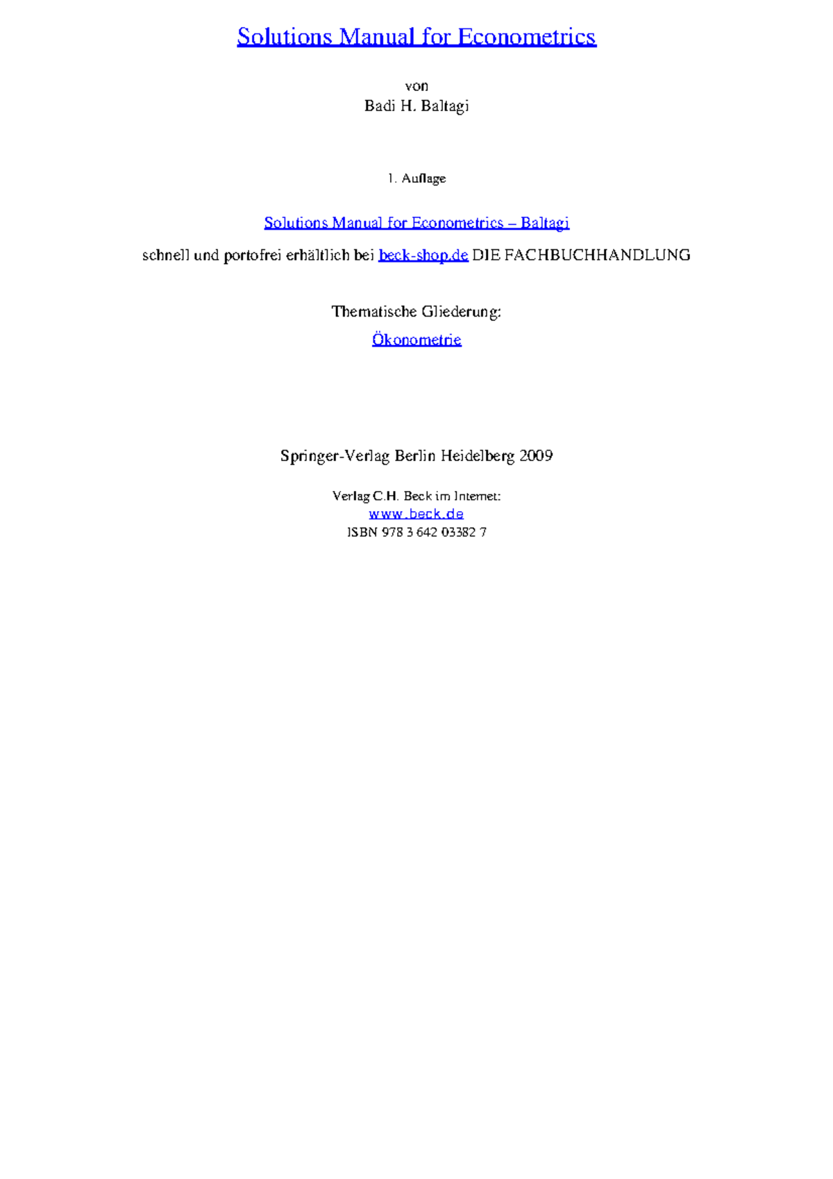 Solutions Manual for Econometrics - Solutions Manual for Econometrics ...