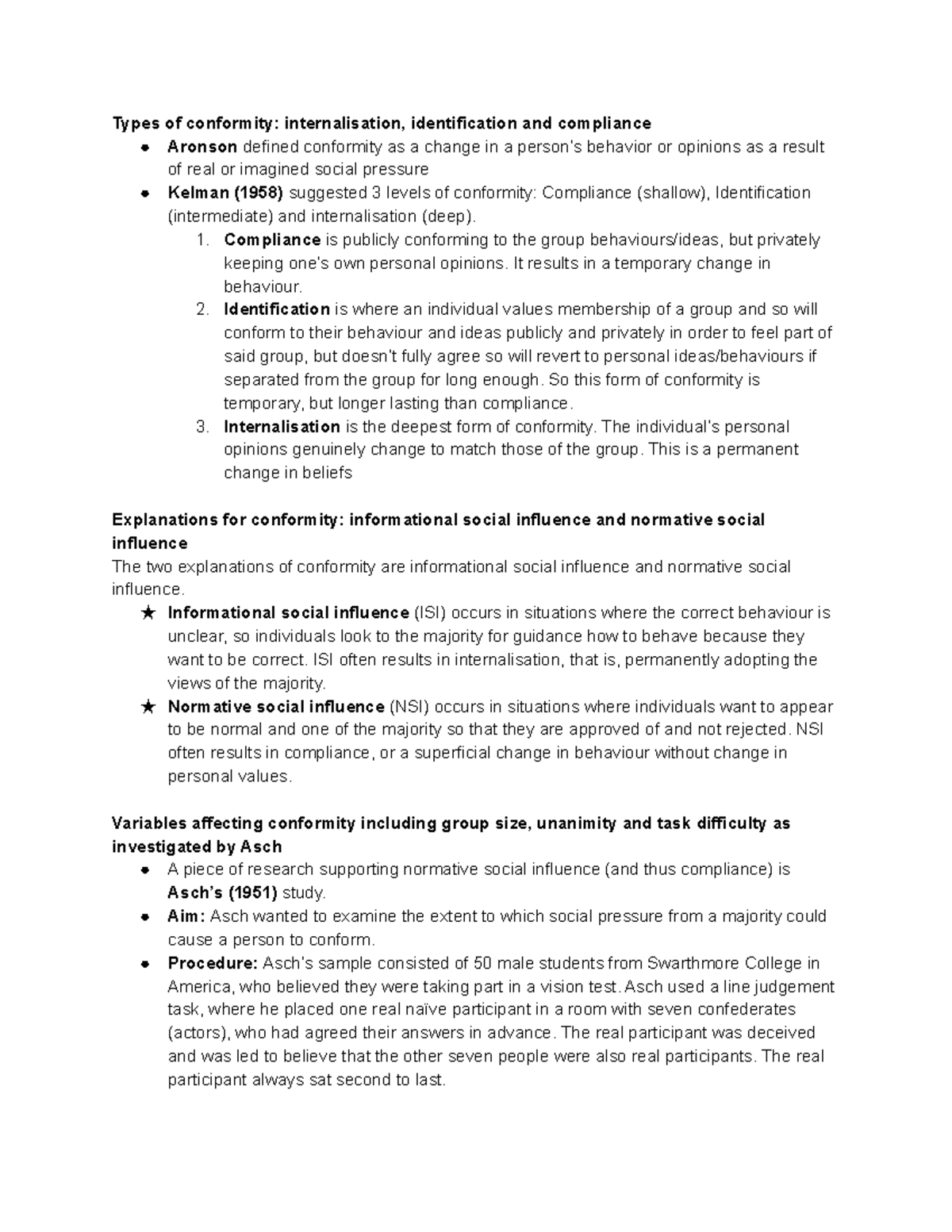 1. Social Influence - Types of conformity: internalisation ...