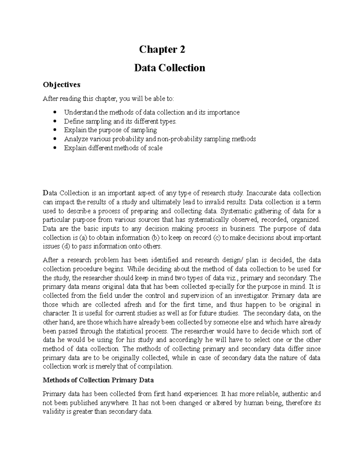 Chapter 2 - Notes for preparation - Chapter 2 Data Collection ...