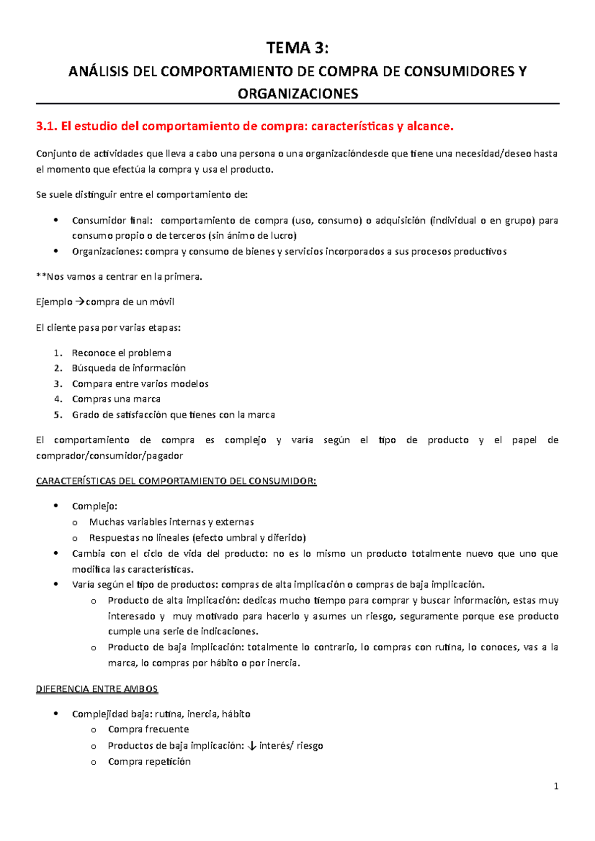 Tema 3 fundamentos del marketing - TEMA 3: ANÁLISIS DEL COMPORTAMIENTO ...