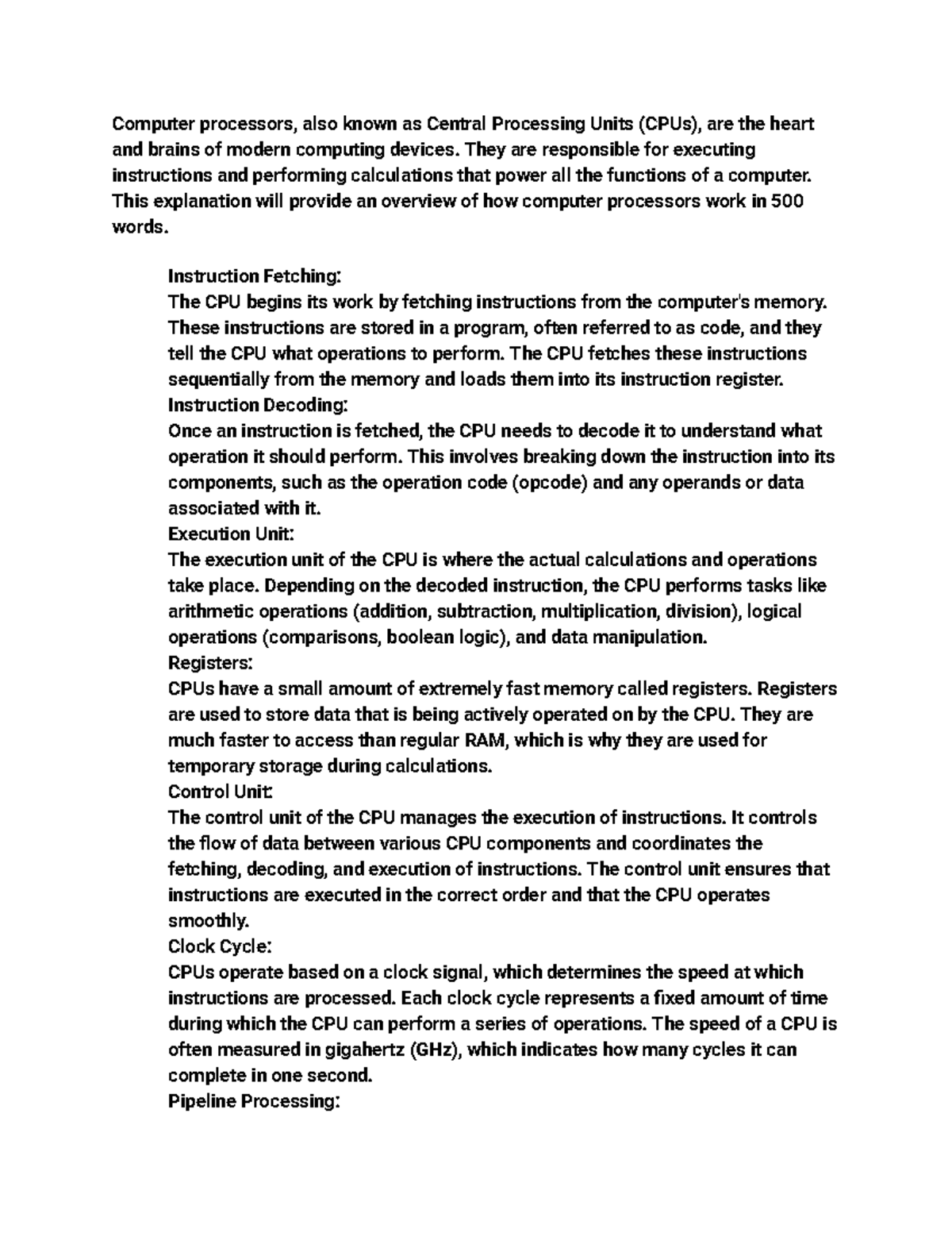 CPUS - Extremely good notes - Computer processors, also known as ...