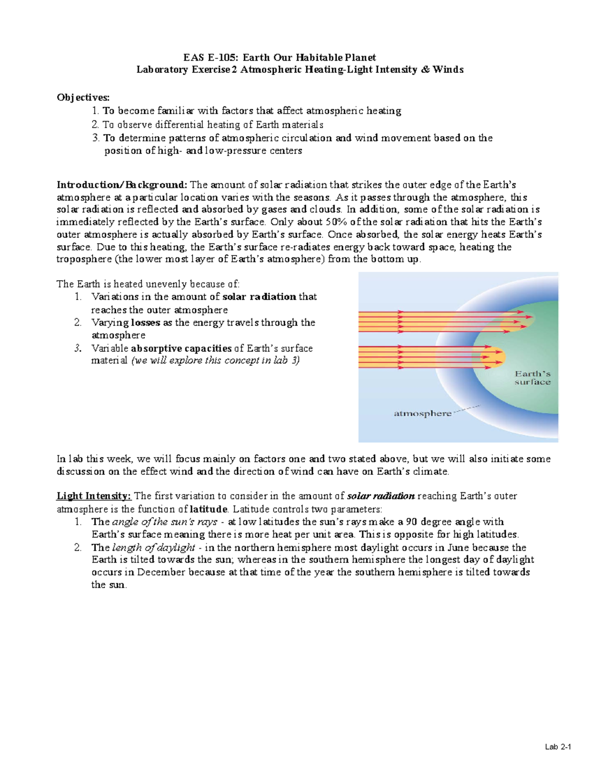 E105 Spring 2020 Lab 2 - EAS E-105: Earth Our Habitable Planet ...