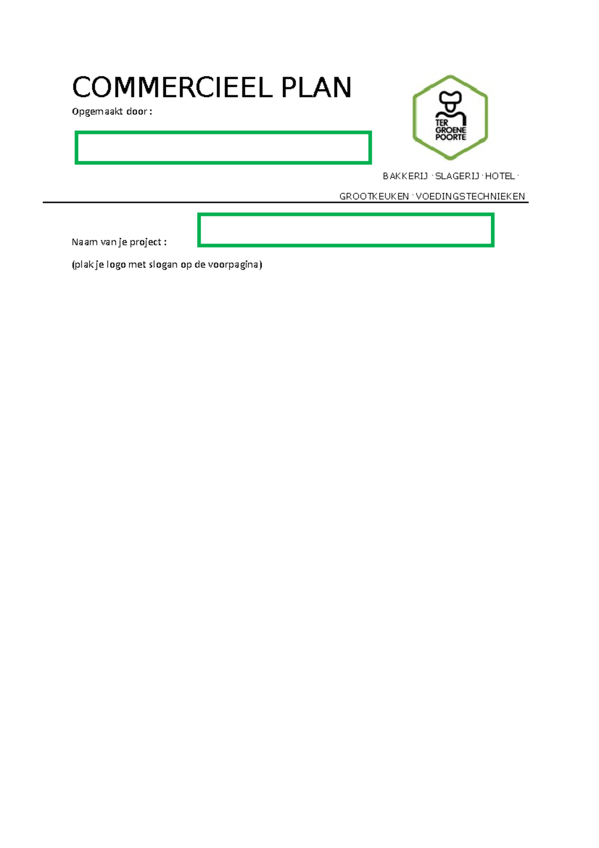 Opdrachtenbundel T stroom - COMMERCIEEL PLAN Opgemaakt door : BAKKERIJ ...