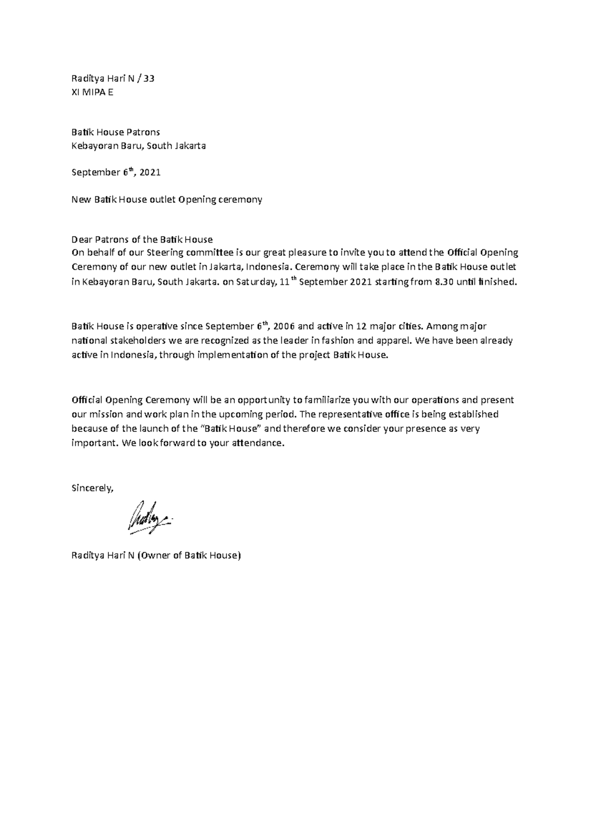 Invitation Letter Raditya Hari N 33 XI MIPA E - Raditya Hari N / 33 XI ...