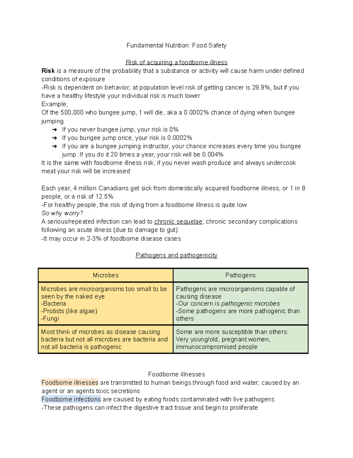 BIOL203 L10 Food Safety - Fundamental Nutrition: Food Safety Risk of ...