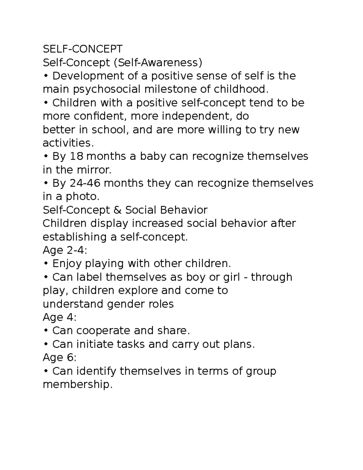 Self-Concept - Notes on self-concept - SELF-CONCEPT Self-Concept (Self ...
