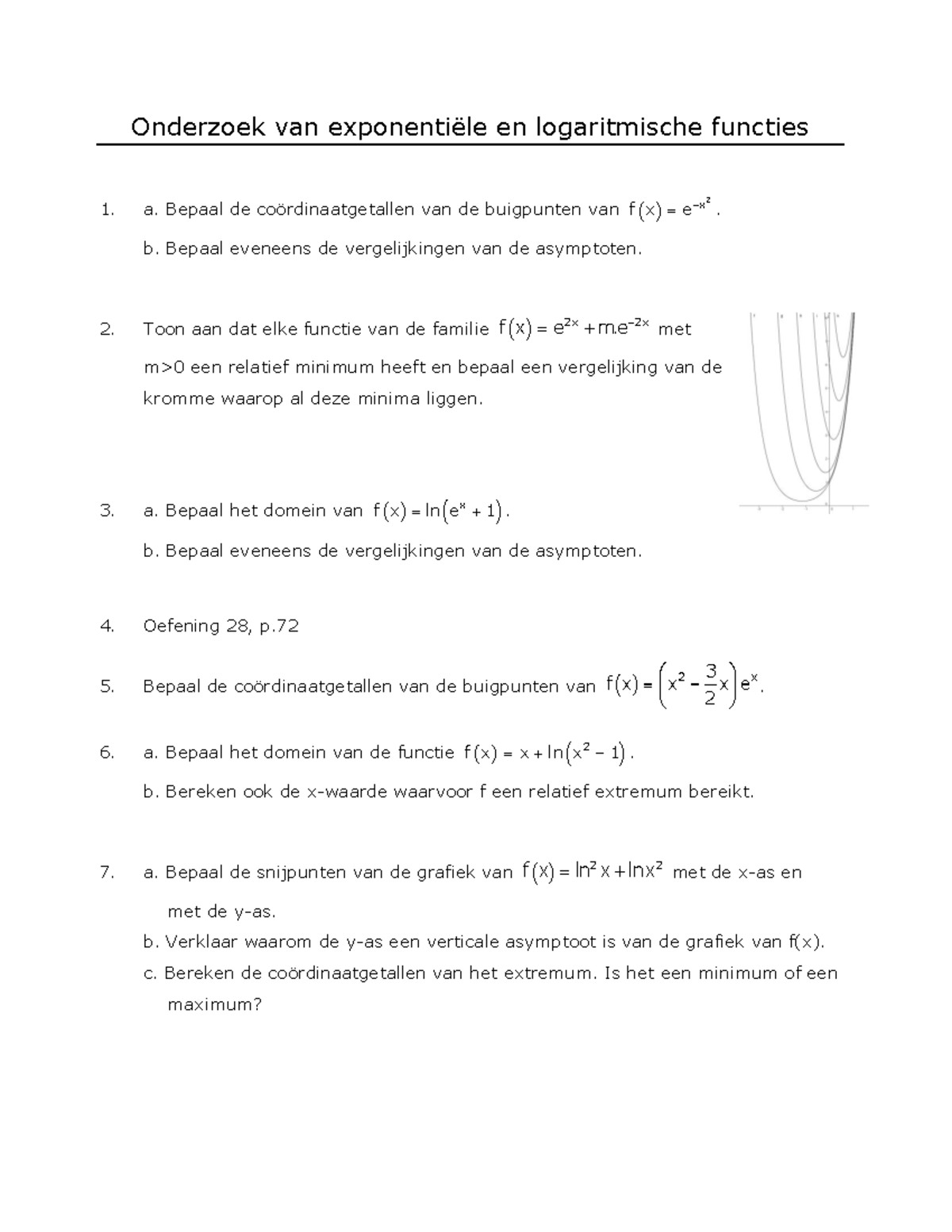 Oefeningen exponentiële en logaritmische functies - Onderzoek van ...