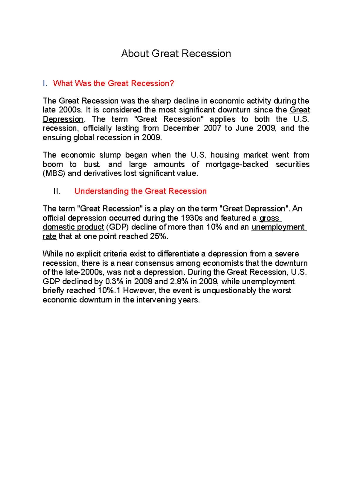 Tài-liệu - hello - About Great Recession I. What Was the Great ...